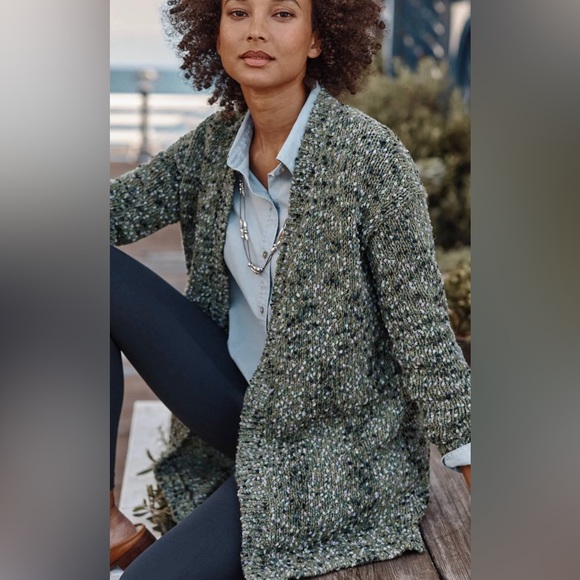 J. Jill | Sweaters | Jjill Utopia Cardigan Mixedtextured Green Multi ...